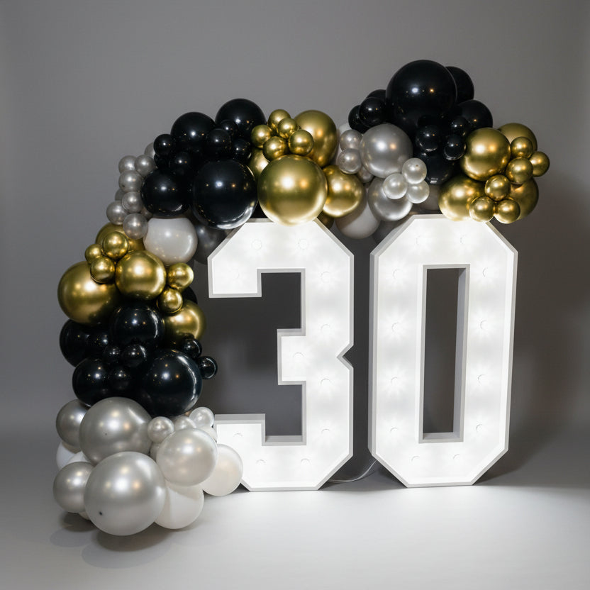 Light Up Numbers with Balloon Arch — Sweet Celebrations Ltd